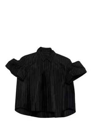 Sacai Puff-sleeved Pinstripe Shirt - Black