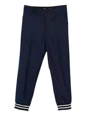 Moschino Pinstriped Trousers With Ribbed Cuffs - Blue