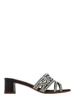 NICOLI Benat Embellished Block Heel Sandals - Black