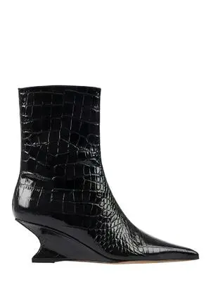 Paris Texas Nina Crocodile-effect Pointed Boots - Black