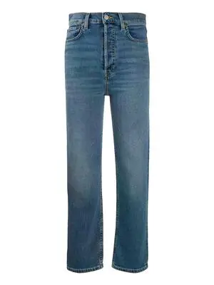 RE/DONE Stonewashed Cropped Jeans - Blue