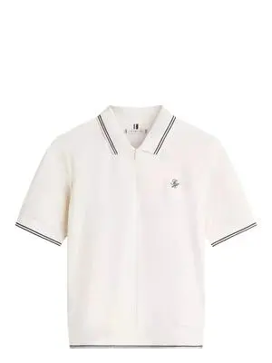 Tommy Hilfiger Striped-detail Polo Top - White
