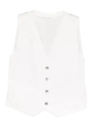 Sacai Buttoned Drawstring Waistcoat - White
