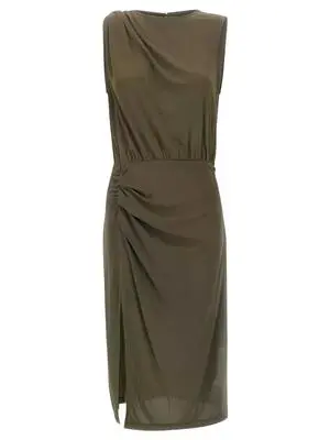 Liu Jo Slit Draped Midi Dress - Brown