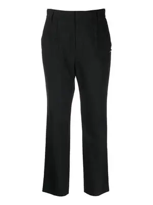 KRIZIA Cropped Wool-silk Blend Tailored Trousers - Black