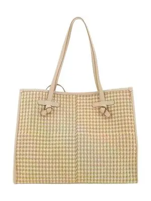 GIANNI CHIARINI Houndstooth Marcella Shoulder Bag - Neutrals