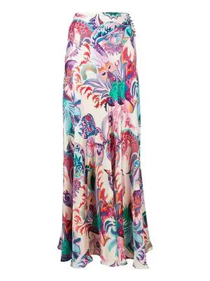 Rabanne Floral Print Maxi Skirt - Neutrals