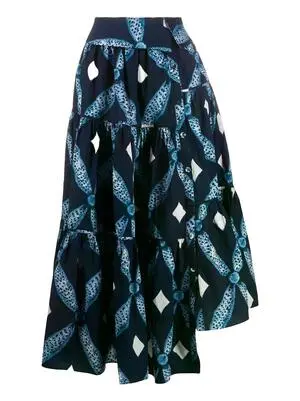 ULLA JOHNSON Asymmetric Tiered Long Skirt