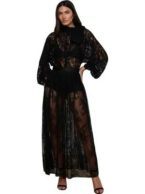 L'Agence Alona Lace Maxi Skirt - Black