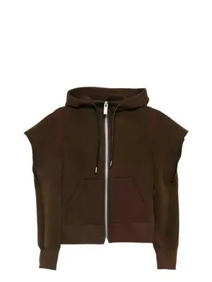 Sacai Hooded Zip-up Hoodie - Brown