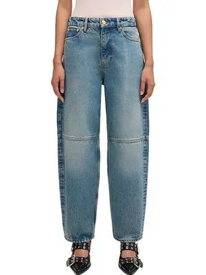 GANNI Essentials Tint Rigid Barrel Jeans - Mid Blue Vintage