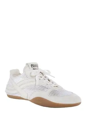 Miu Miu Allacciate Mesh Sneakers - Bianco
