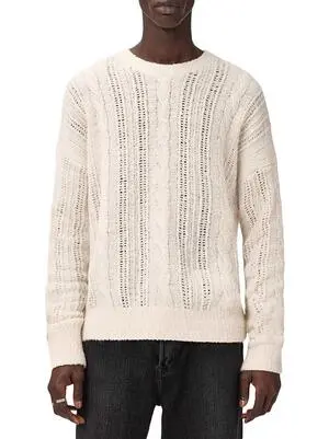 ALLSAINTS Josif Oversized Fit Crewneck Sweater - Ecru White