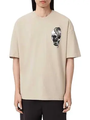 ALLSAINTS Snakehead Oversized Fit Tee - Almond White