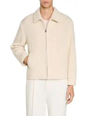 Sandro Minimal Knit Effect Jacket - Ecru
