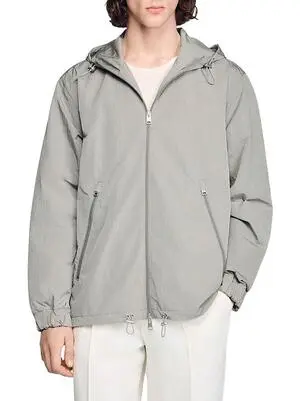 Sandro Technical Hooded Zipper Jacket - Aluminum