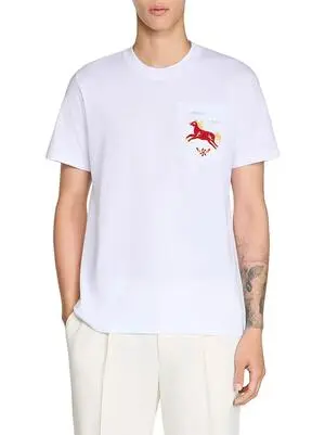 Sandro Embroidered Horse Cotton Tee - White