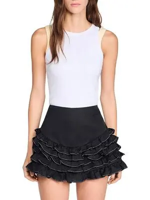 Sandro Ruffled Skort - Black