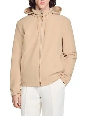 Sandro Orion Hooded Zip-up Jacket - Sand