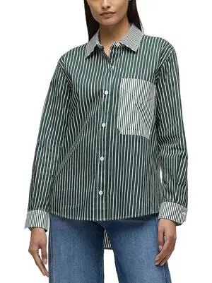 Hudson Jeans Oversized Button Down Shirt - Spruce Stripe