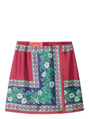 La DoubleJ Floral Mini Skirt - Red