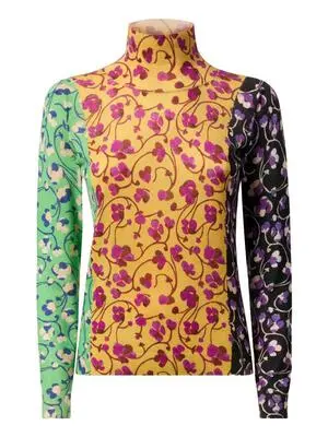 La DoubleJ Floral Turtle-neck Blouse - Yellow