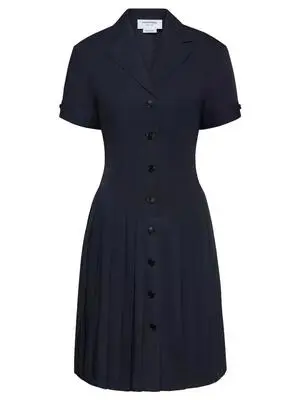 Thom Browne Buttoned Pleated Midi Dress - Blue