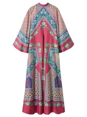 La DoubleJ Magnifico Floral Maxi Dress With Pussy-bow - Red