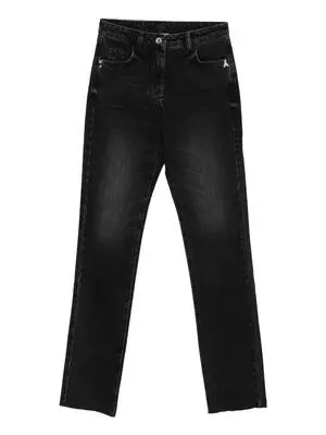 Patrizia Pepe Frayed Hem Regular Fit Jeans - Black
