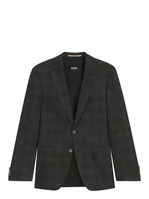 BOSS Buttoned Check Suit Jacket - Grey