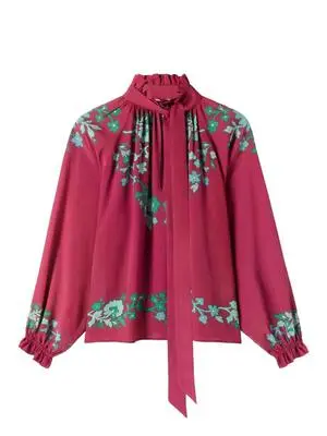 La DoubleJ Cerere Floral Ruffled Blouse - Red