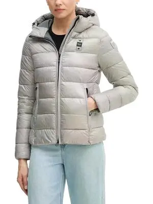 BLAUER. Quilted Hooded Jacket - Grey
