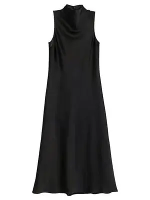 Patrizia Pepe Satin Midi Dress - Black