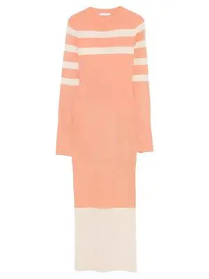 Patrizia Pepe Striped Two-tone Knit Midi Dress - Orange