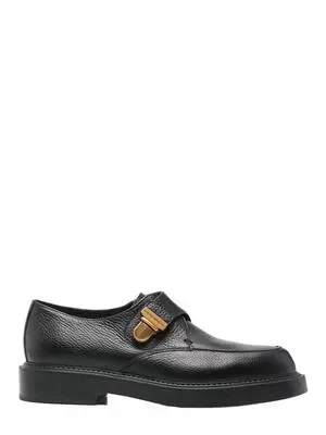 Emporio Armani Buckle Leather Monk Shoes - Black