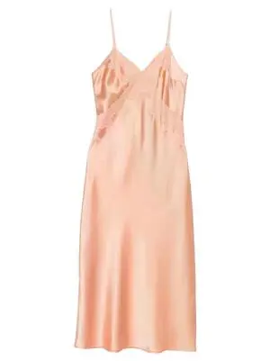 Patrizia Pepe Lace Satin Midi Dress - Pink