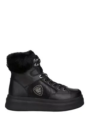 BLAUER. Faux-fur Lace-up Boots - Black