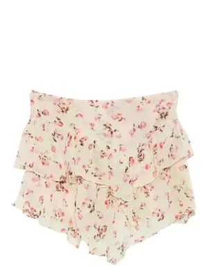 MARANT ETOILE Floral Print Ruffled Skirt - Neutrals