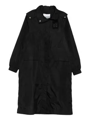 GANNI Logo-patch Coat - Black