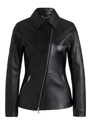 BOSS Leather Zip Jacket - Black