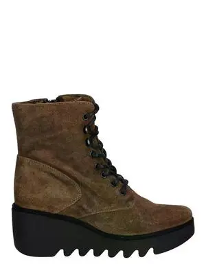 Fly London Lace-up Wedge-heel Boots - Brown