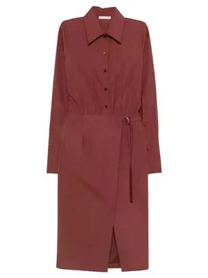 Patrizia Pepe Button Belt Midi Shirt Dress - Brown
