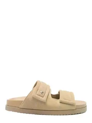 Patrizia Pepe Suede Sandals With Logo Detail - Neutrals