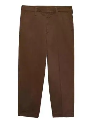 Prada Slim Sartorial Trousers With Logo - Brown