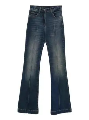 Patrizia Pepe Logo-button Flared Jeans - Blue