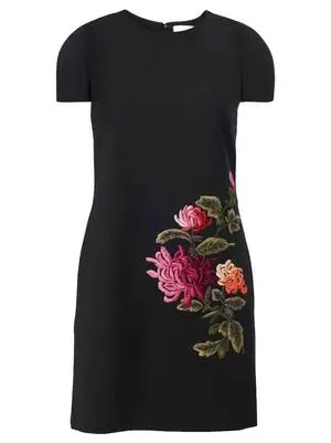 Carolina Herrera Chrysanthemum-embroidered Mini Dress - Black