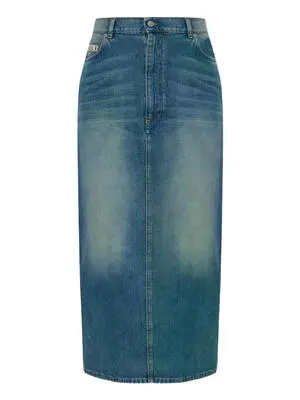 Moschino Logo-label Denim Midi Skirt - Blue