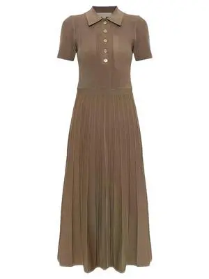Michael Kors Pleated Midi Dress - Brown
