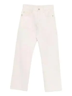 Patrizia Pepe Straight-leg Jeans With Logo Button - Neutrals