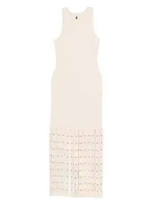 Patrizia Pepe Fringes Knit Midi Dress - Neutrals